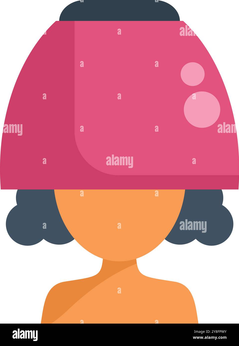 Woman is sitting with a hair drying hood over her head, drying her hair ...