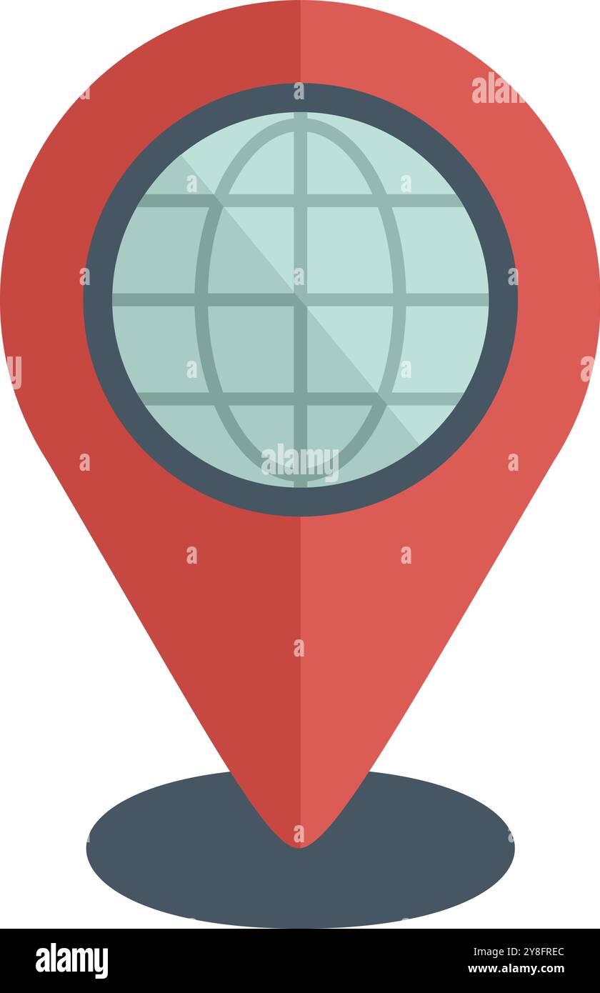 Red gps pin pointing location on world map representing global ...