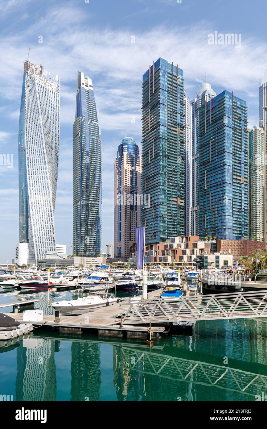 Dubai Marina skyline cityscape with yachts skyscraper real estate ...