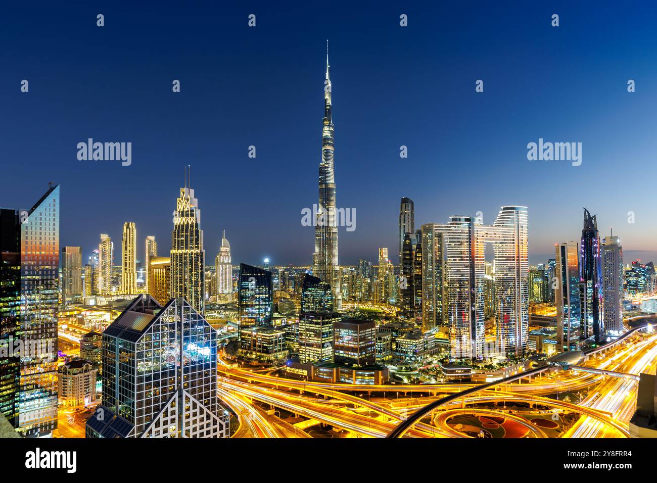 Dubai Burj Khalifa skyline tallest building in the world top view at ...