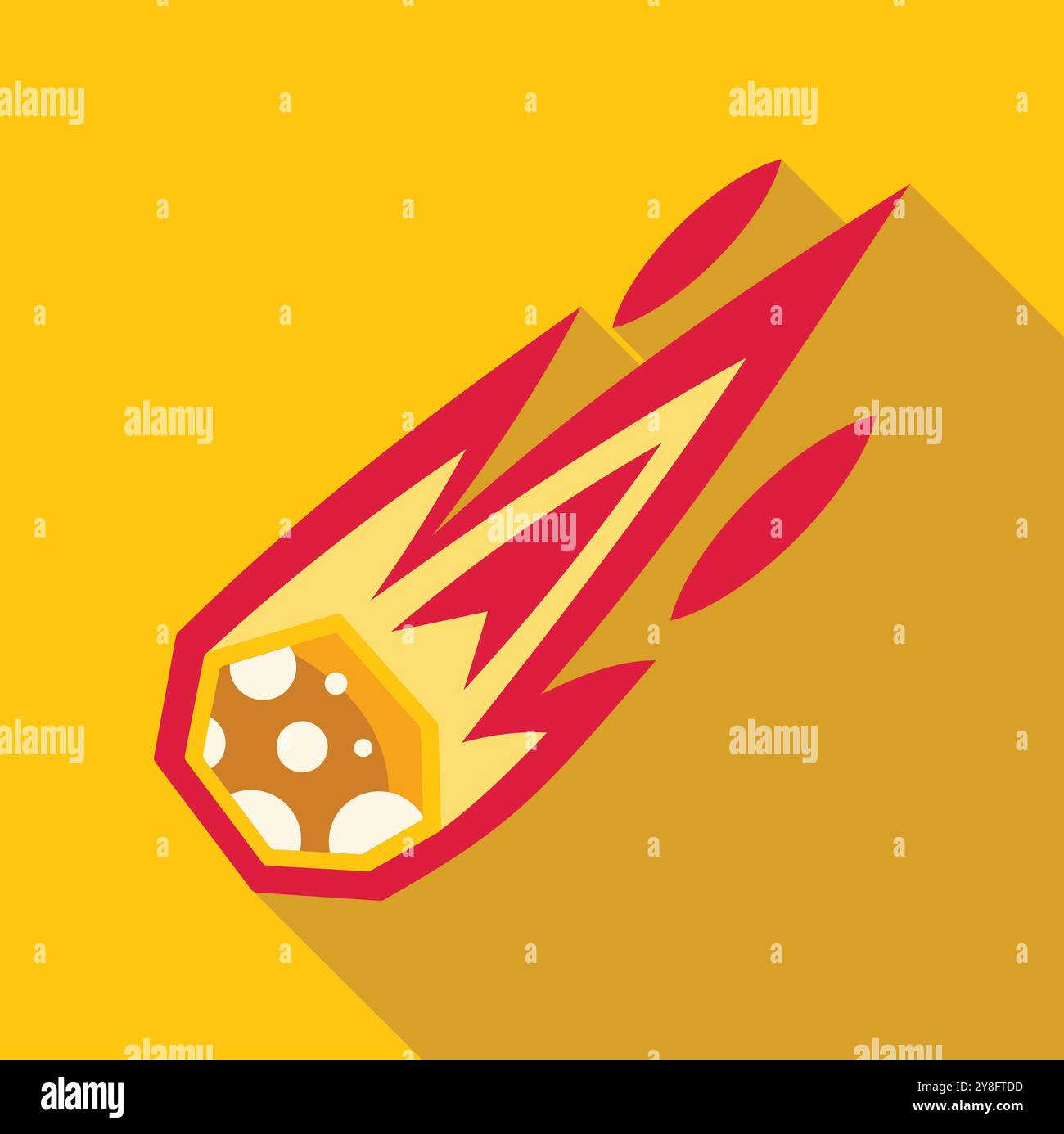 Cartoon meteorite is hurtling through the atmosphere, leaving a blazing ...