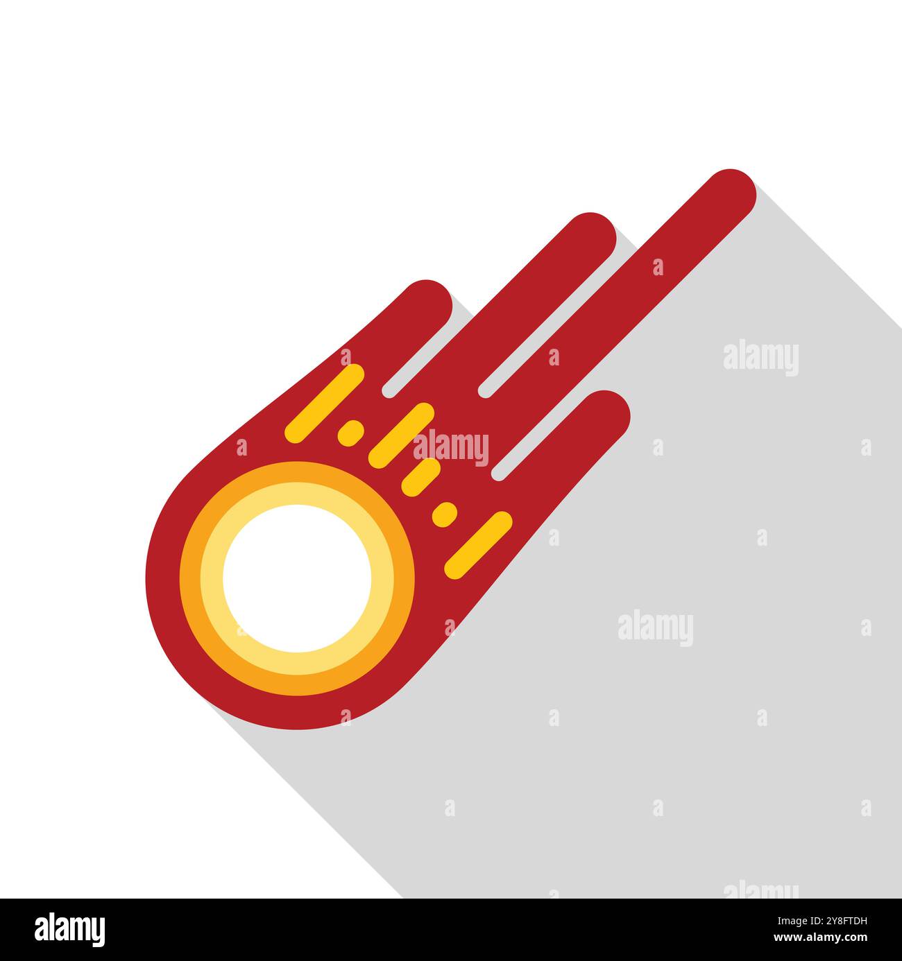 Burning comet flying in space with a long tail flat design icon Stock ...