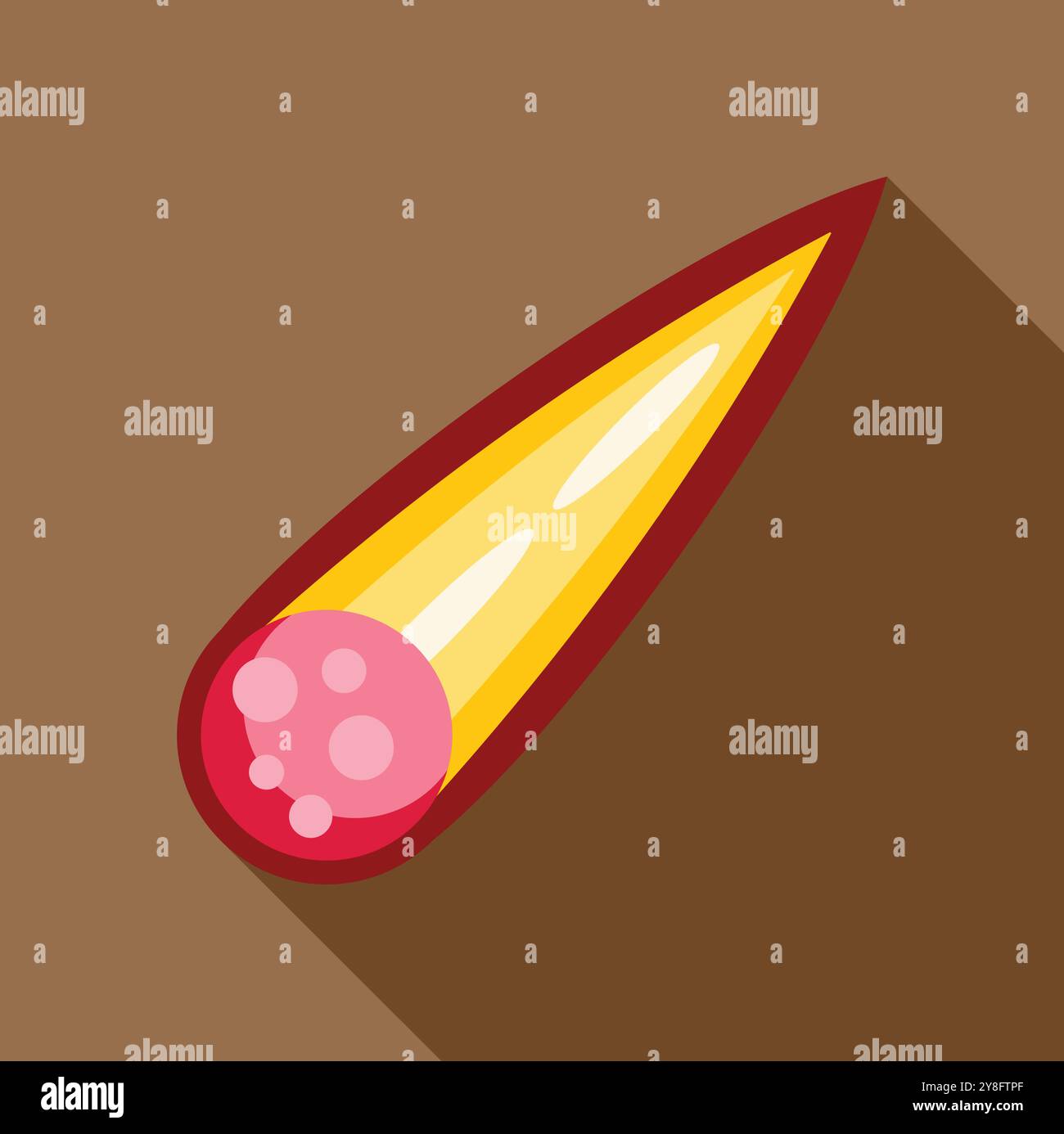 Simple vector illustration of a red hot meteor entering the atmosphere ...