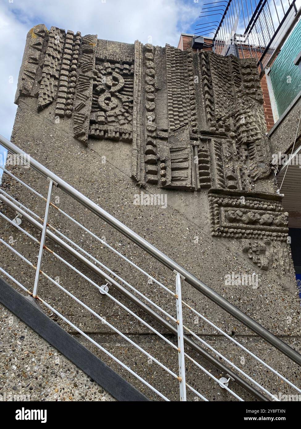 Bill Mitchell brutalist wall freizes in Swanley shopping centre, Kent ...