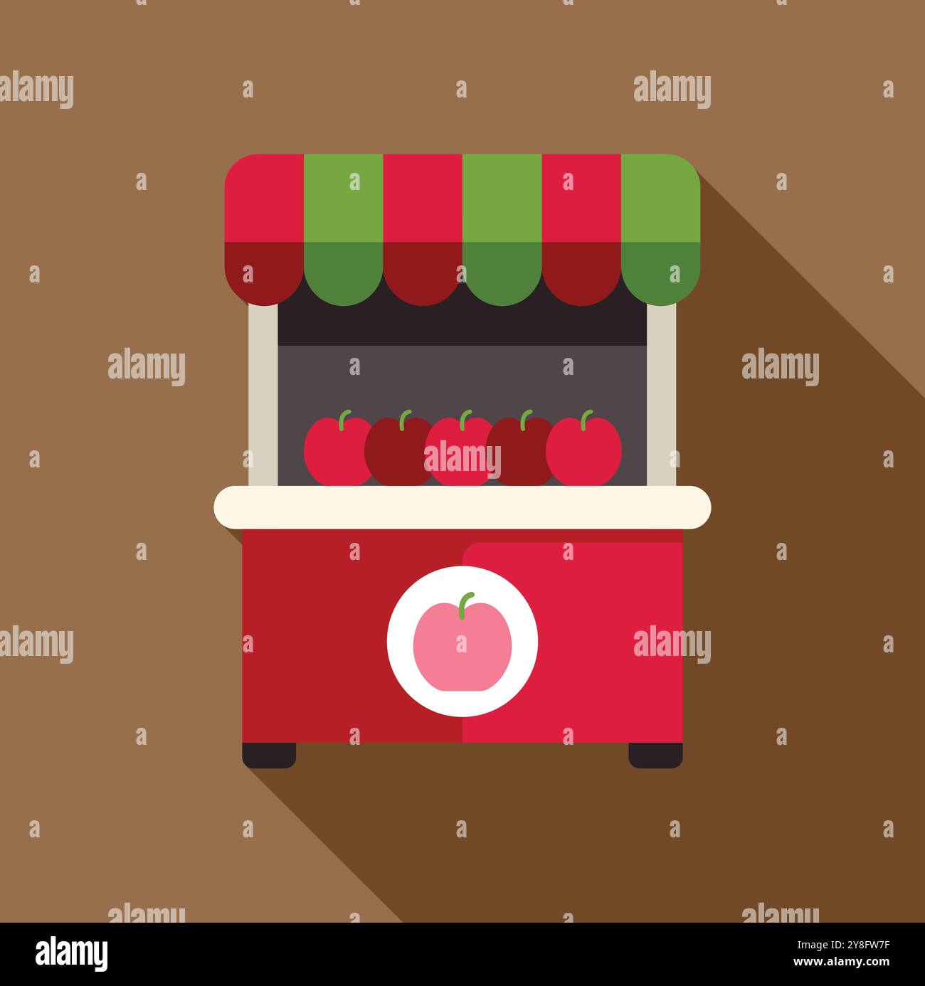 Red market stall selling apples with brown background Stock Vector ...