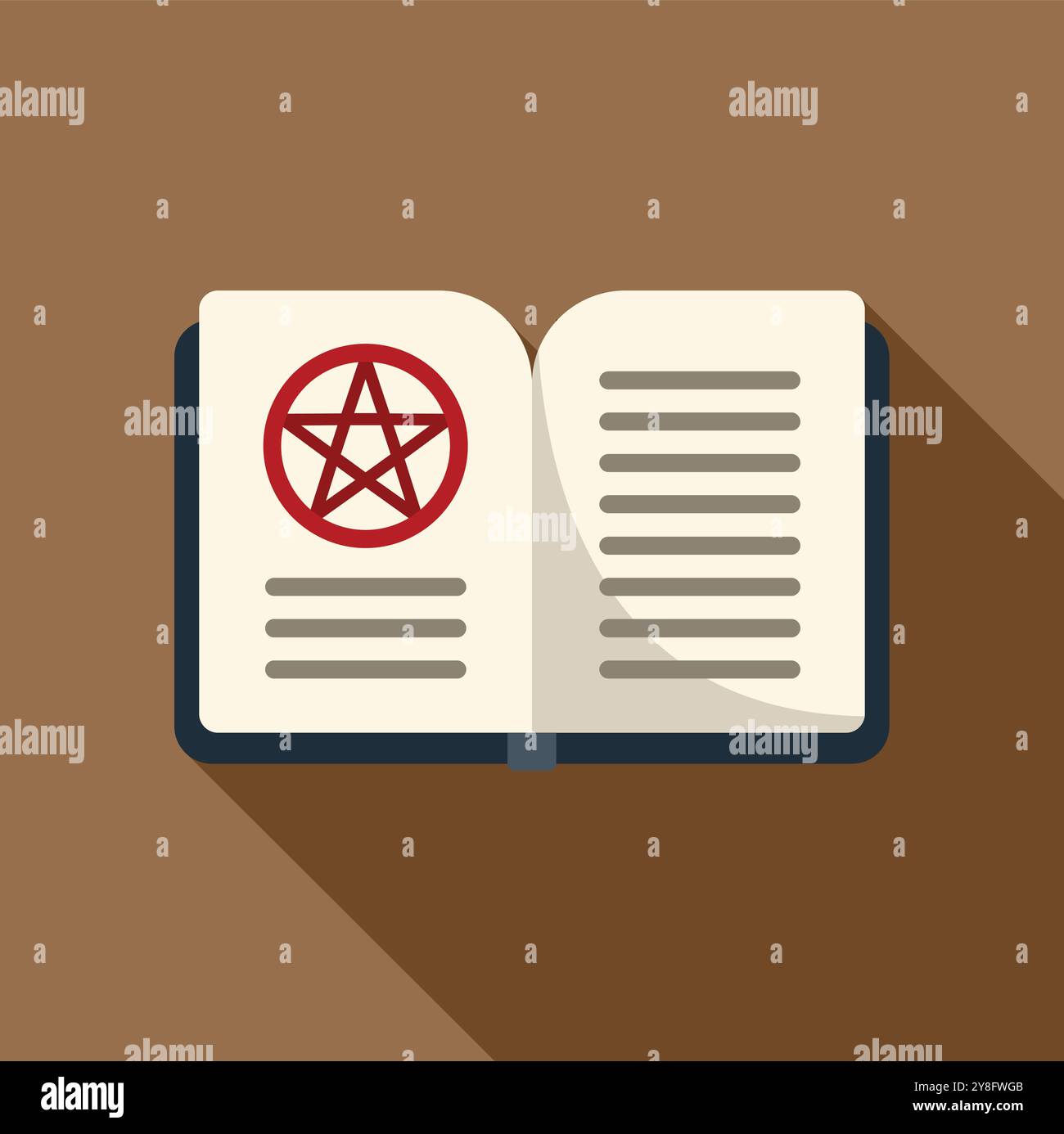 Open book displaying red pentagram symbol on left page, suggesting ...