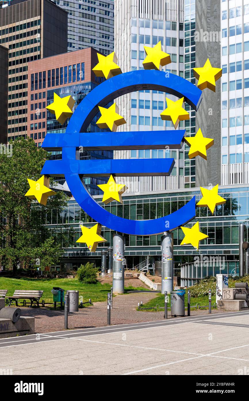 Euro sign as symbol for Europe with banks skyscrapers city at Willy ...