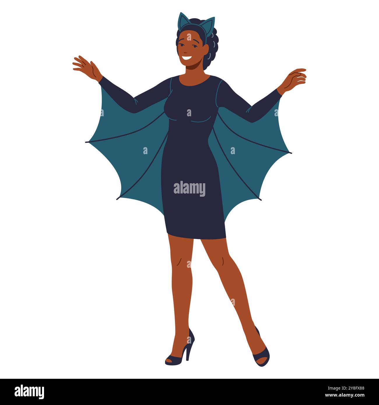 Smiling woman wearing bat costume vector illustration Stock Vector ...