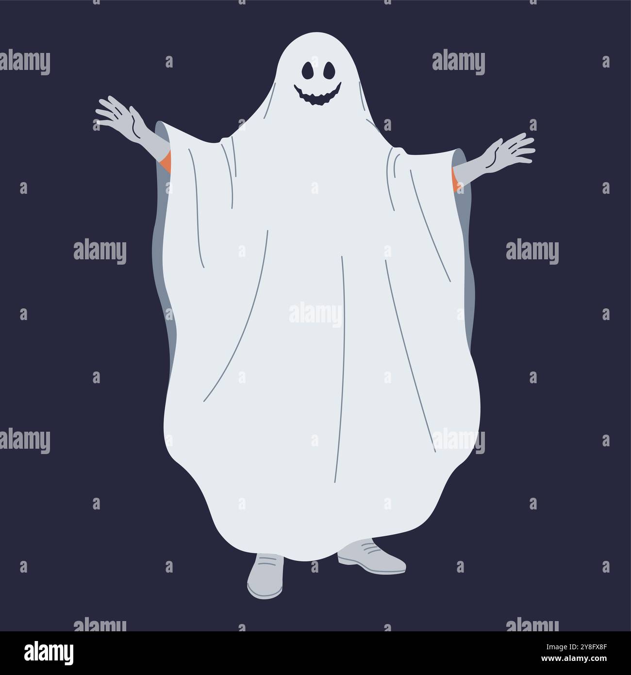 Person in ghost costume celebrating Halloween illustration Stock Vector ...
