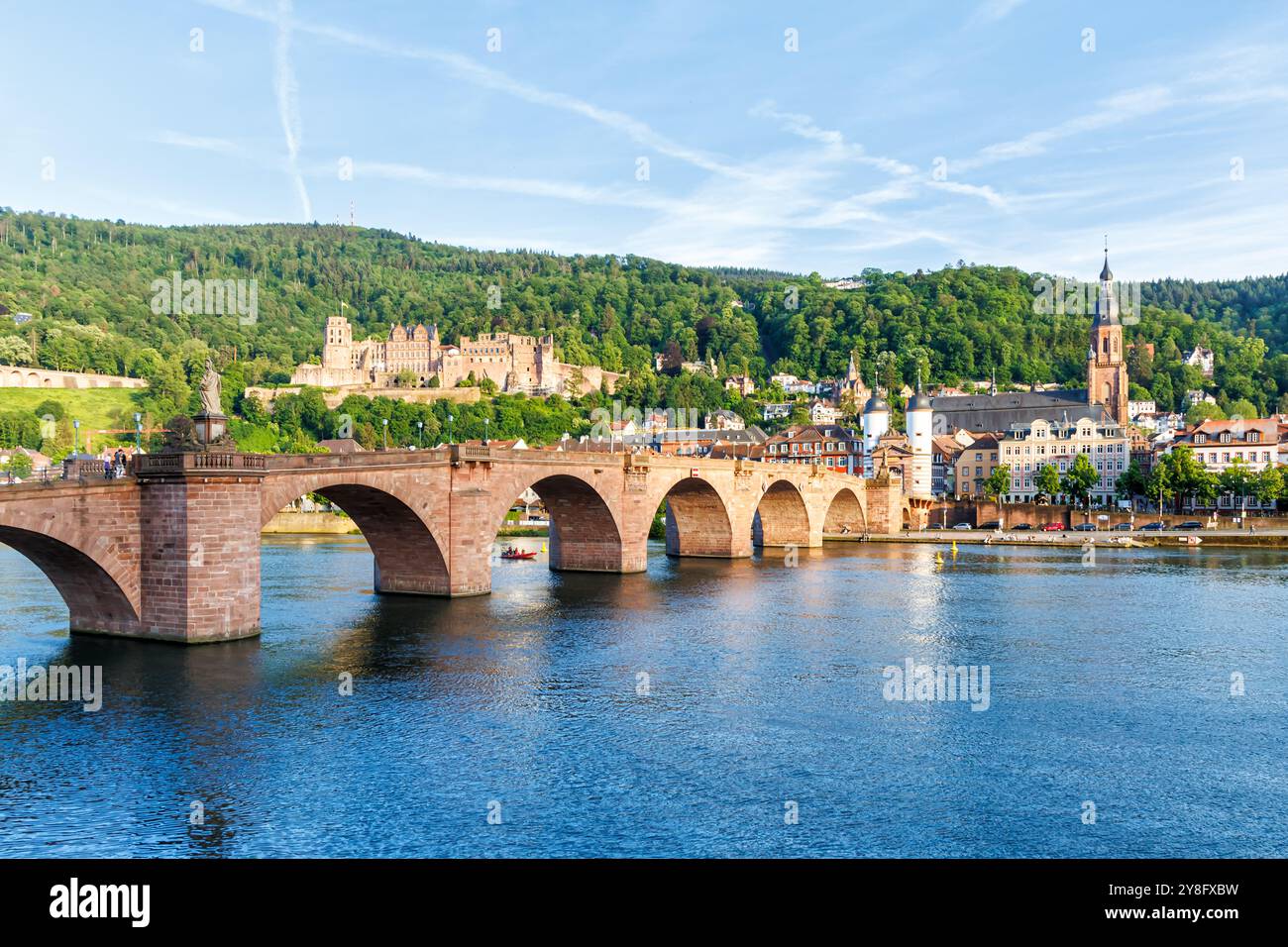 Heidelberg with castle, Neckar river and old town bridge in Heidelberg ...