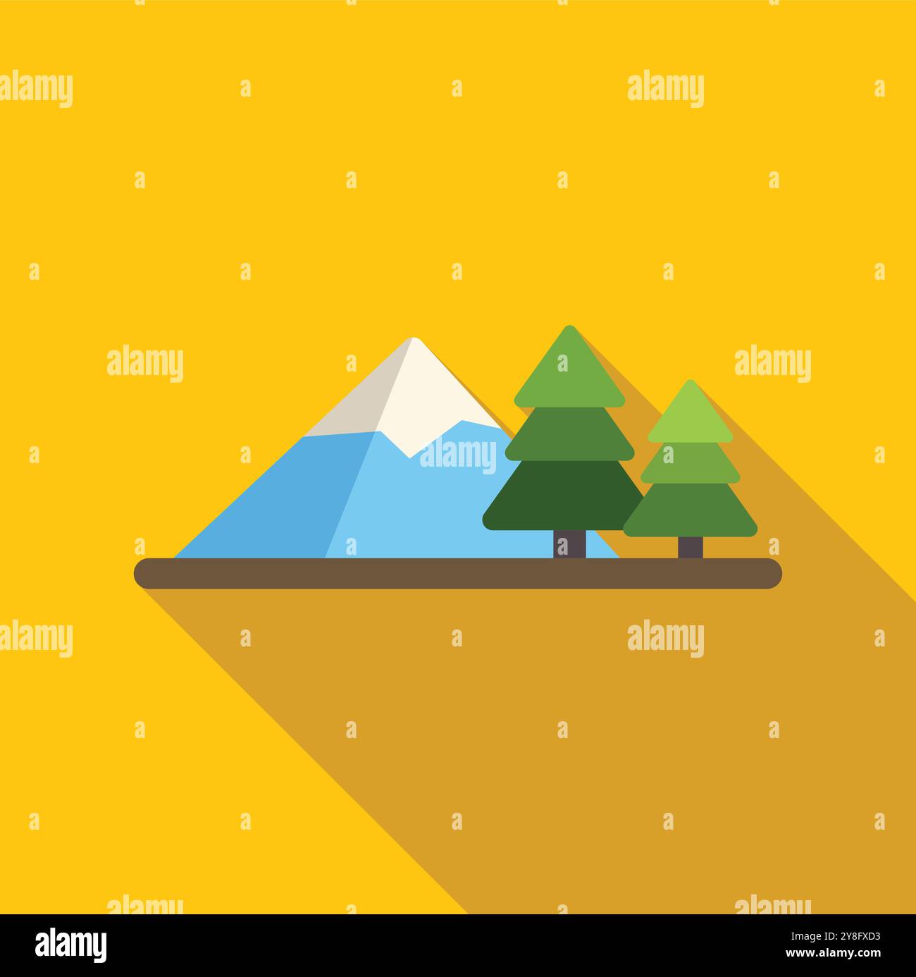 Minimalist landscape illustration featuring a snowy mountain and ...