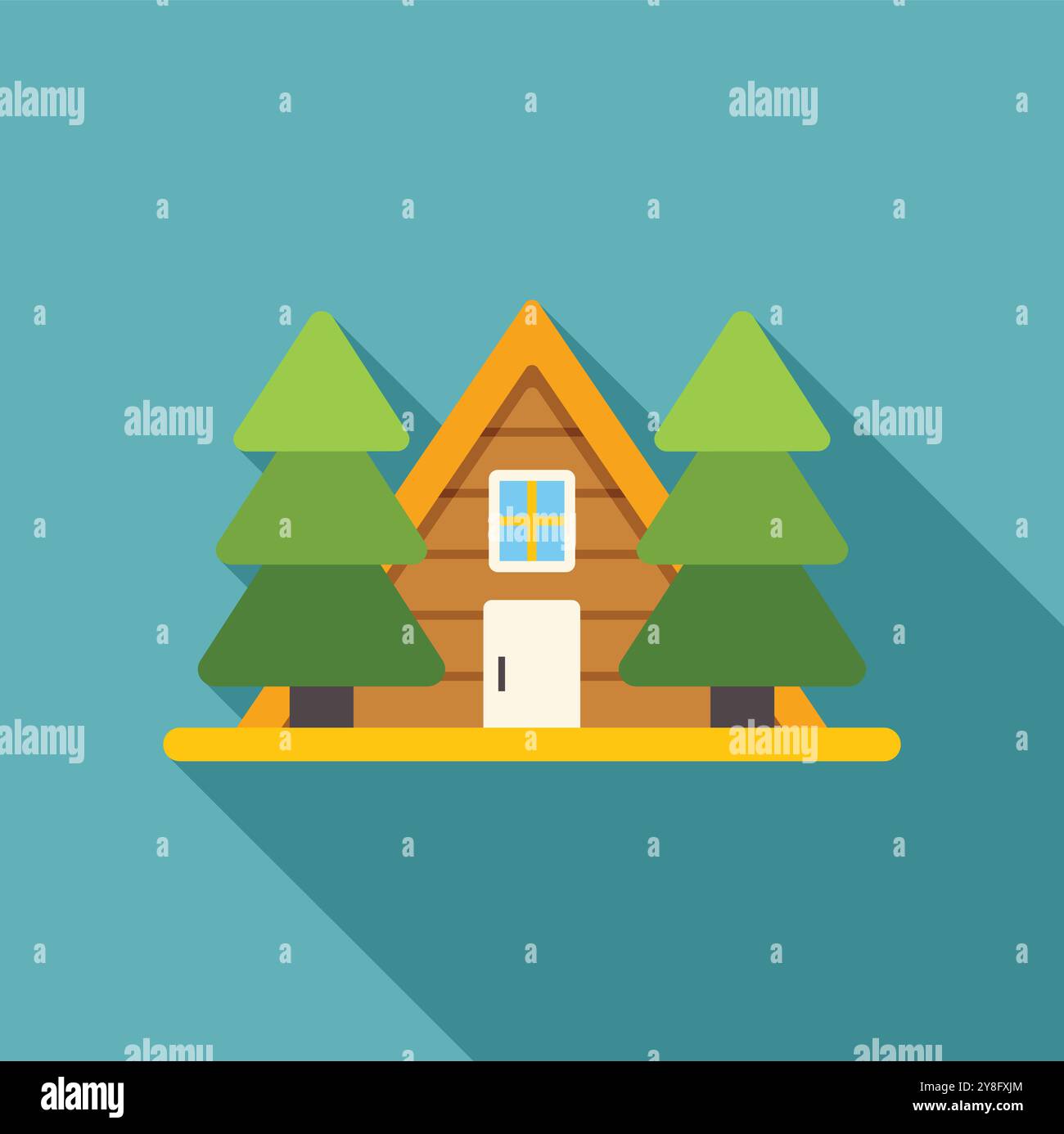 Minimalist illustration featuring a small wooden hut standing between ...