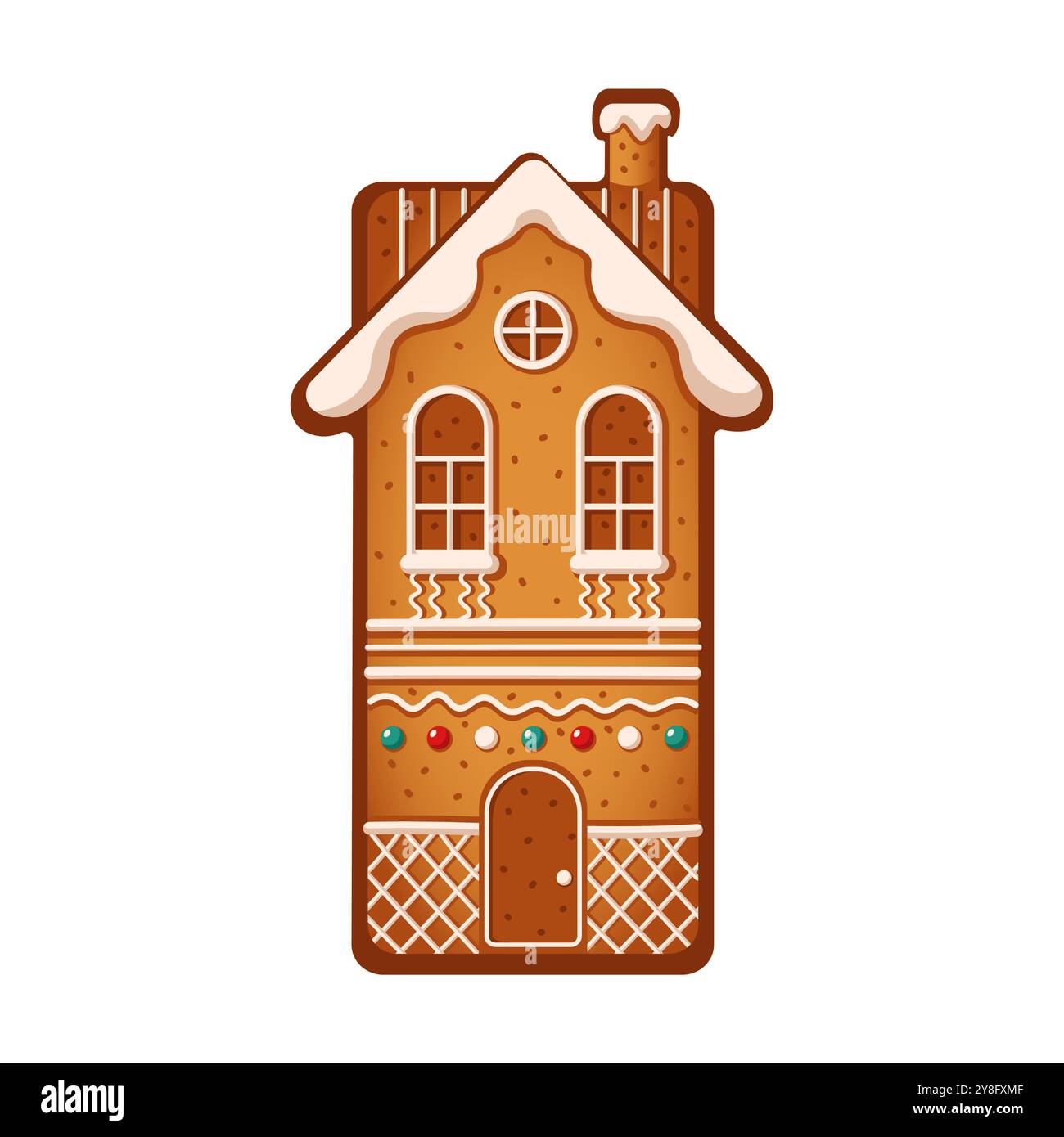 Festive gingerbread house with chimney flat vector object Stock Vector ...