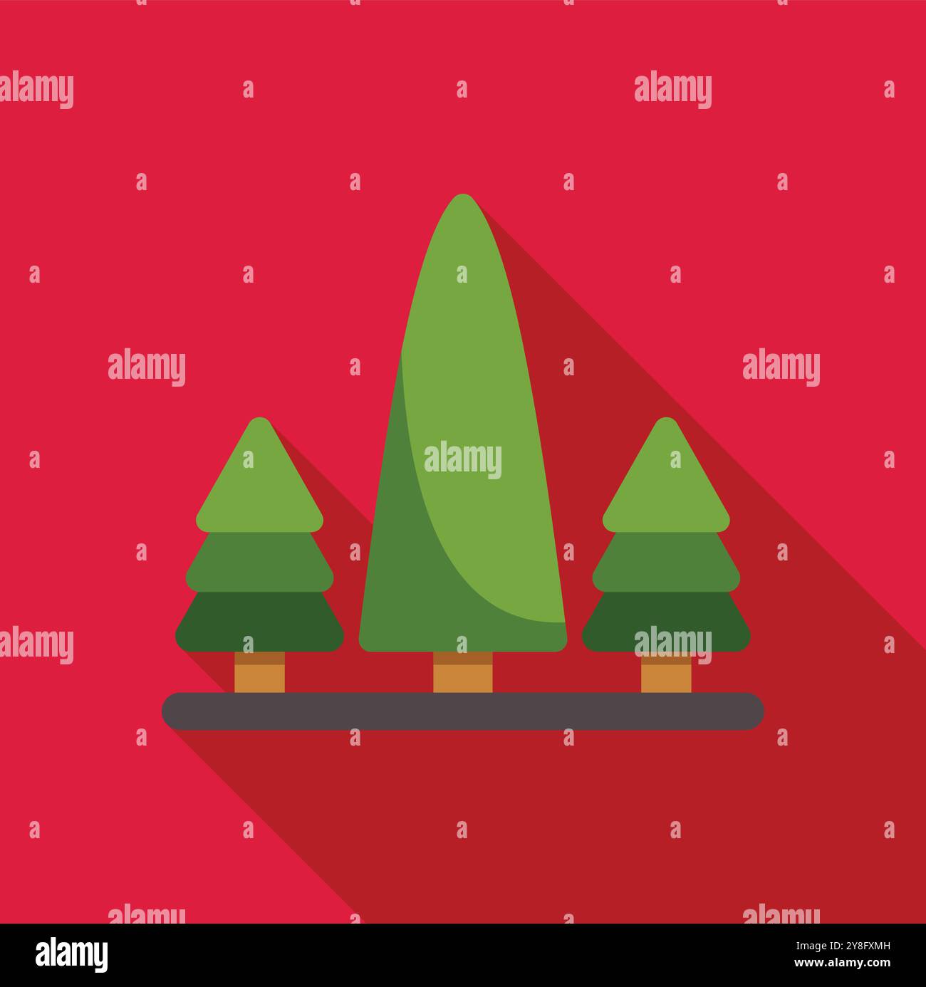 Minimalist illustration featuring three evergreen trees growing side by ...