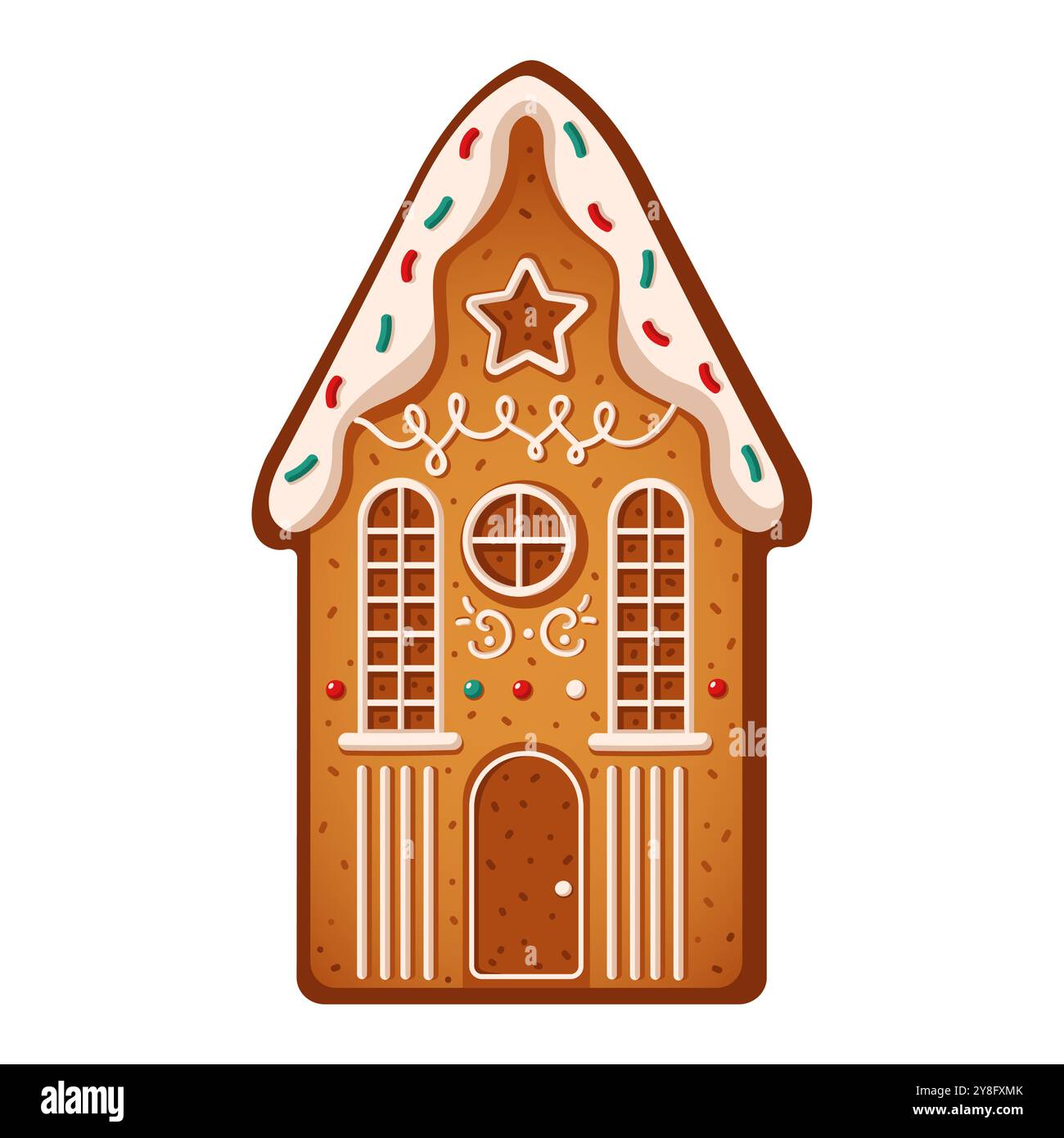 Gingerbread house decorated with icing flat vector object Stock Vector ...