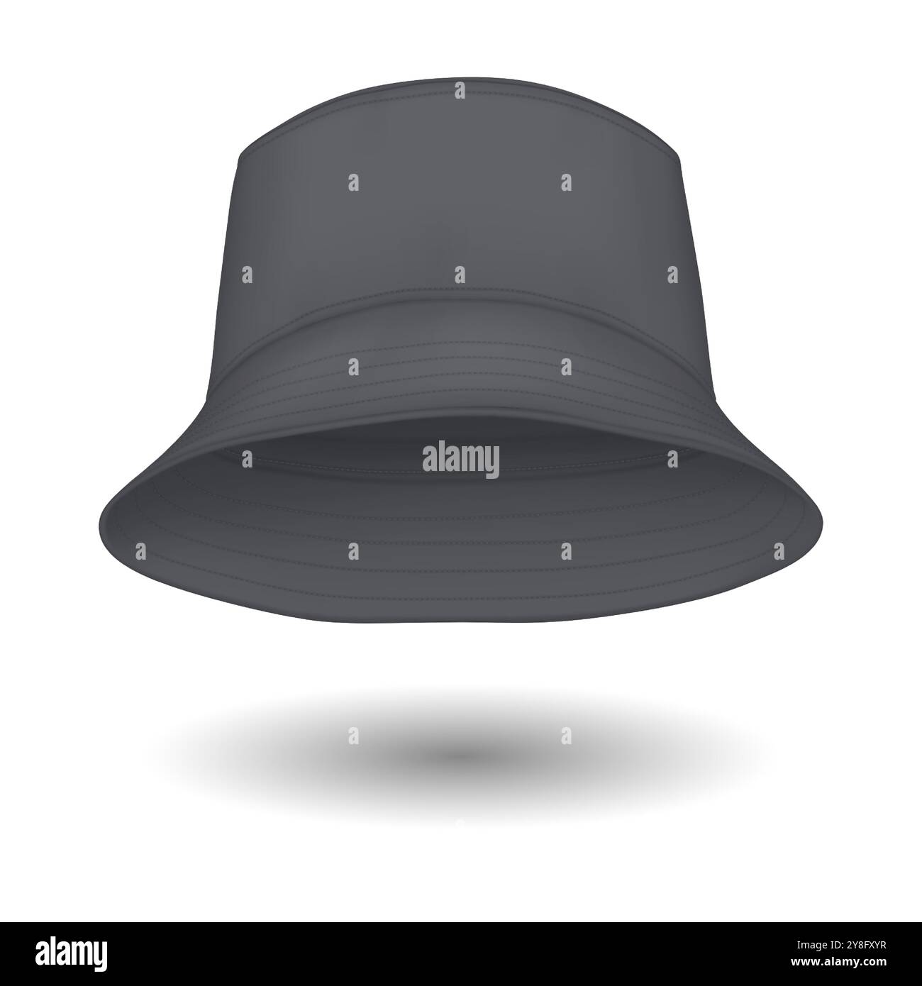 Black mockup bucket hat floating in air vector illustration Stock ...