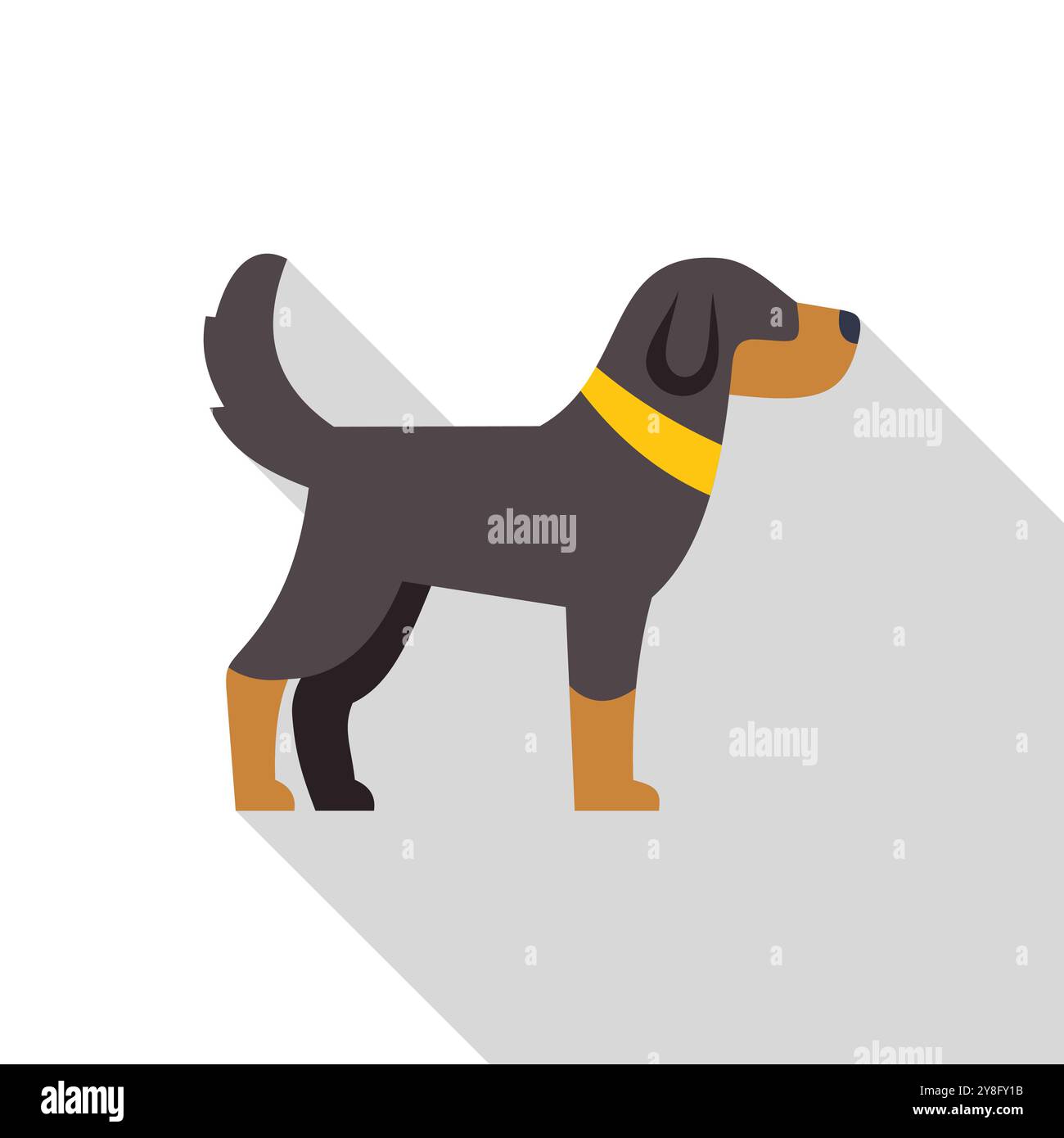 Minimalist vector illustration of a black and tan dog standing with its ...