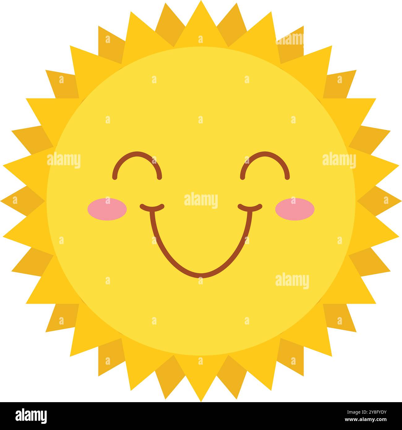 Funny sun with face icon in flat style. Summer sunshine emoji vector ...