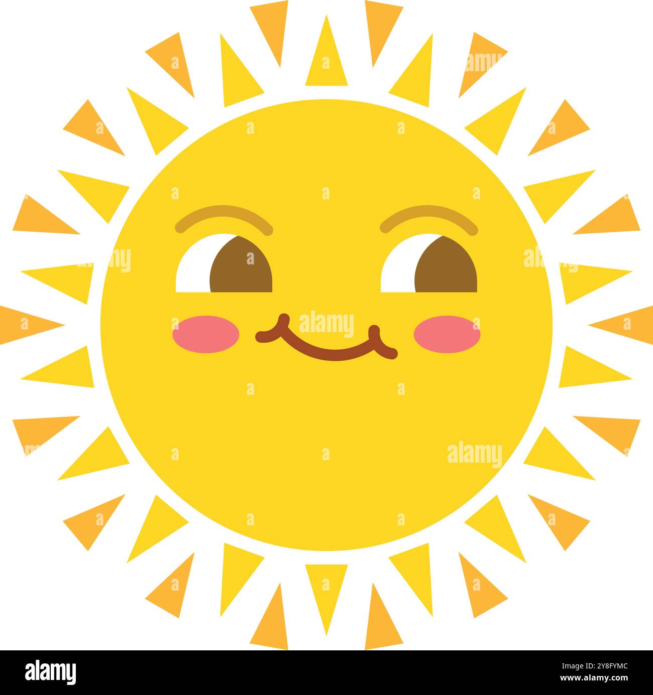 Funny sun with face icon in flat style. Summer sunshine emoji vector ...