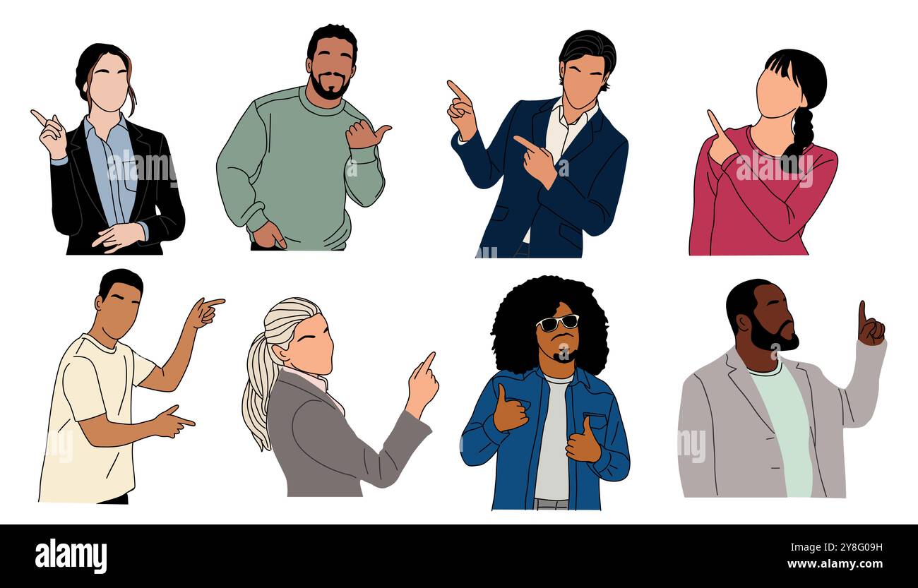 Set of different People pointing to the side Stock Vector Image & Art ...