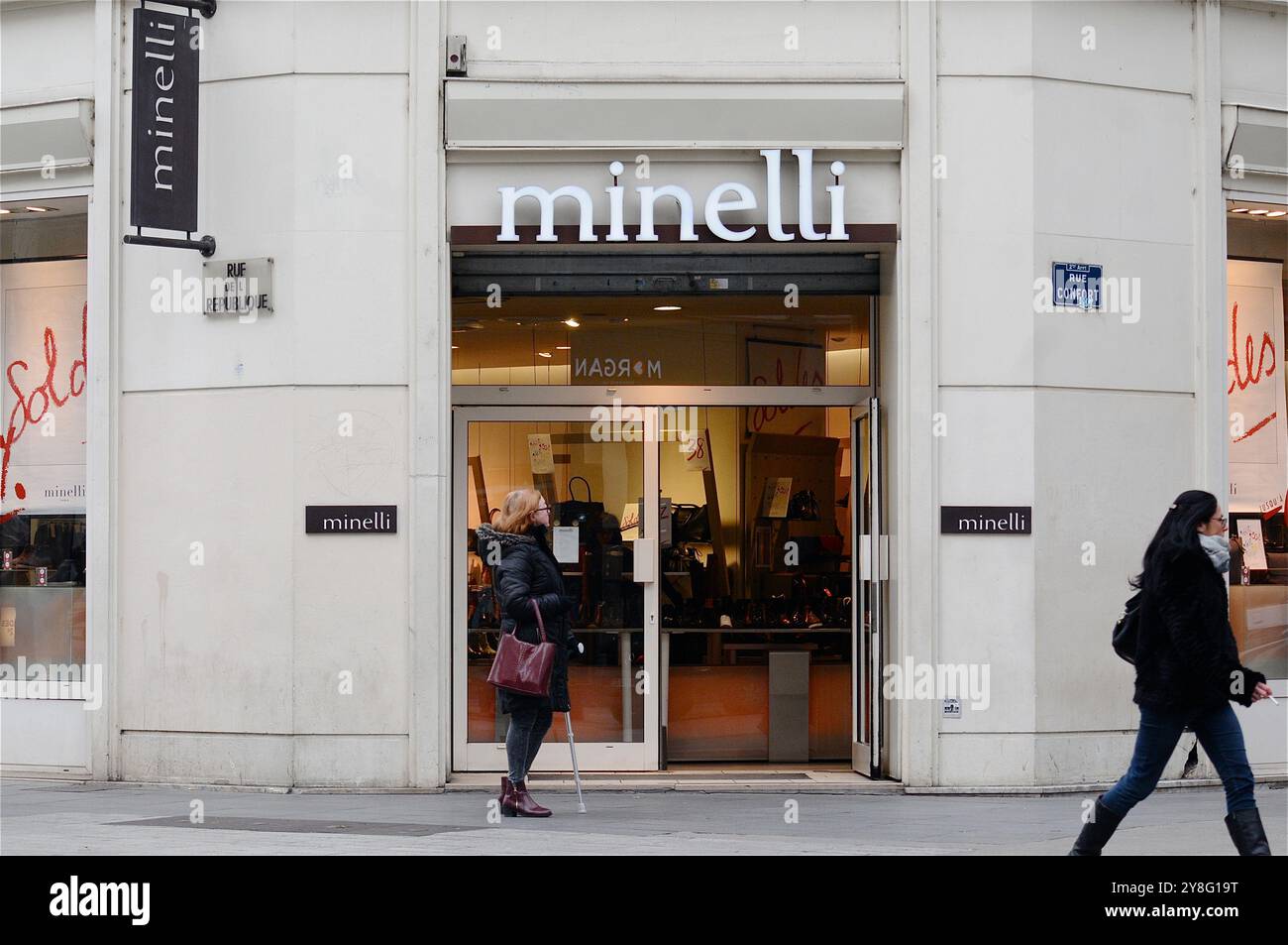 Minelli sign, a chain of Vivarte group, Lyon, France Stock Photo - Alamy