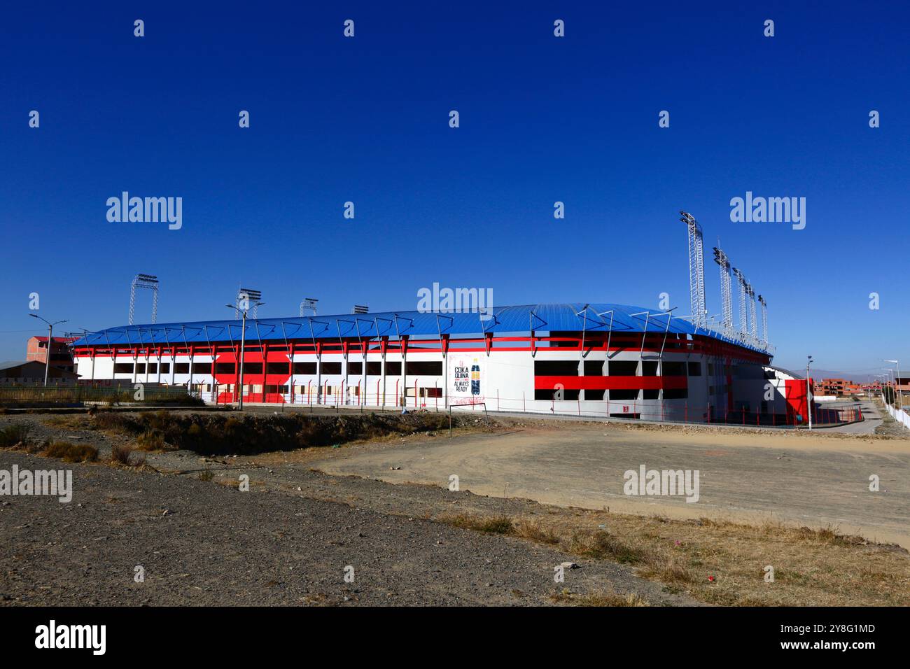 Dirt football pitch next to the Estadio Municipal football stadium in ...