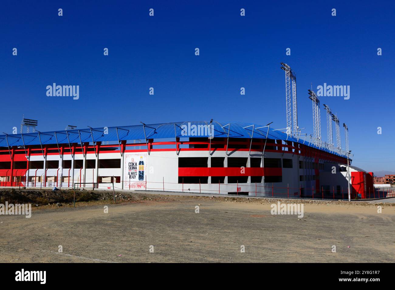 Dirt football pitch next to the Estadio Municipal football stadium in ...