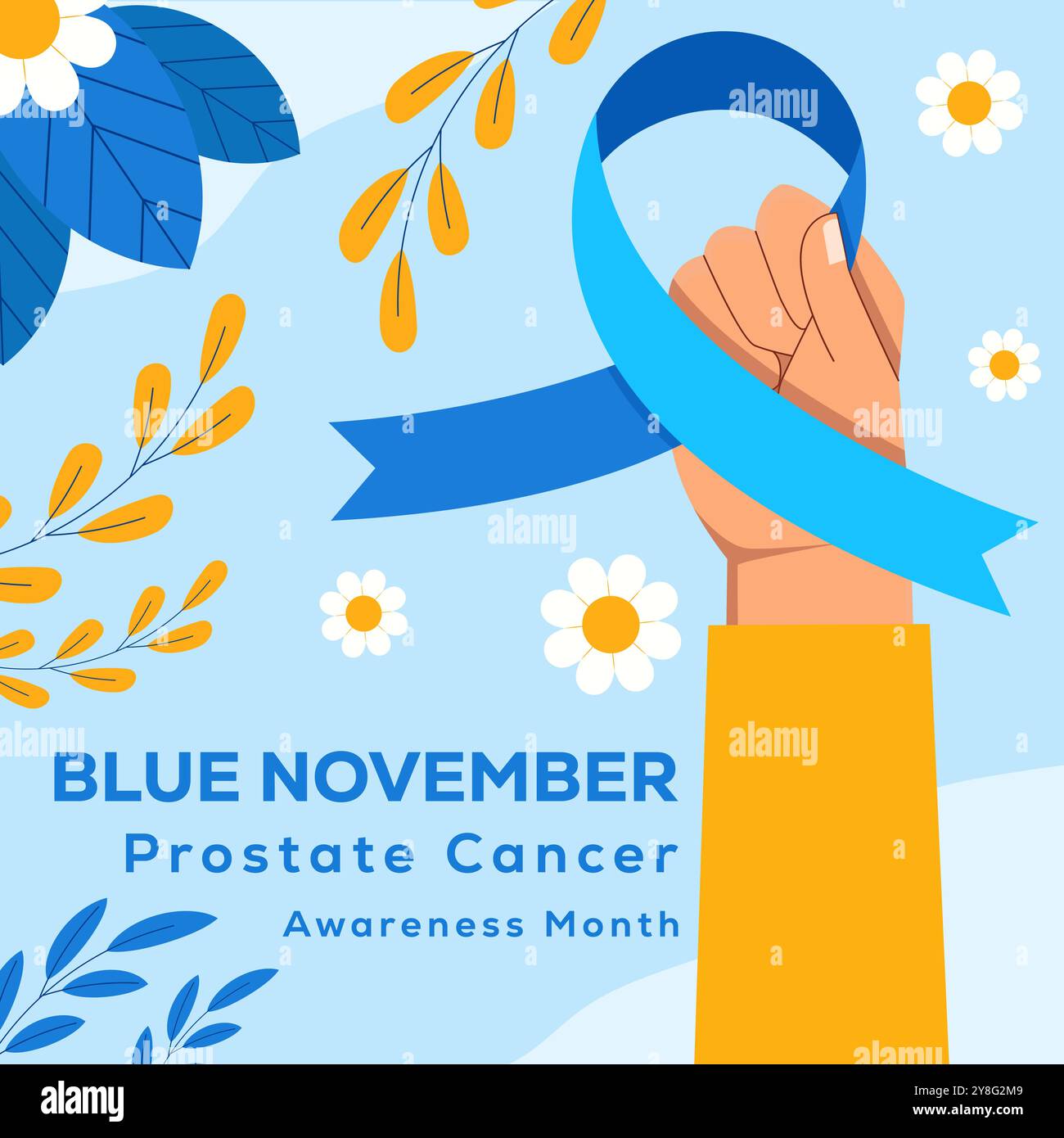 flat design blue november prostate cancer awareness month illustration ...