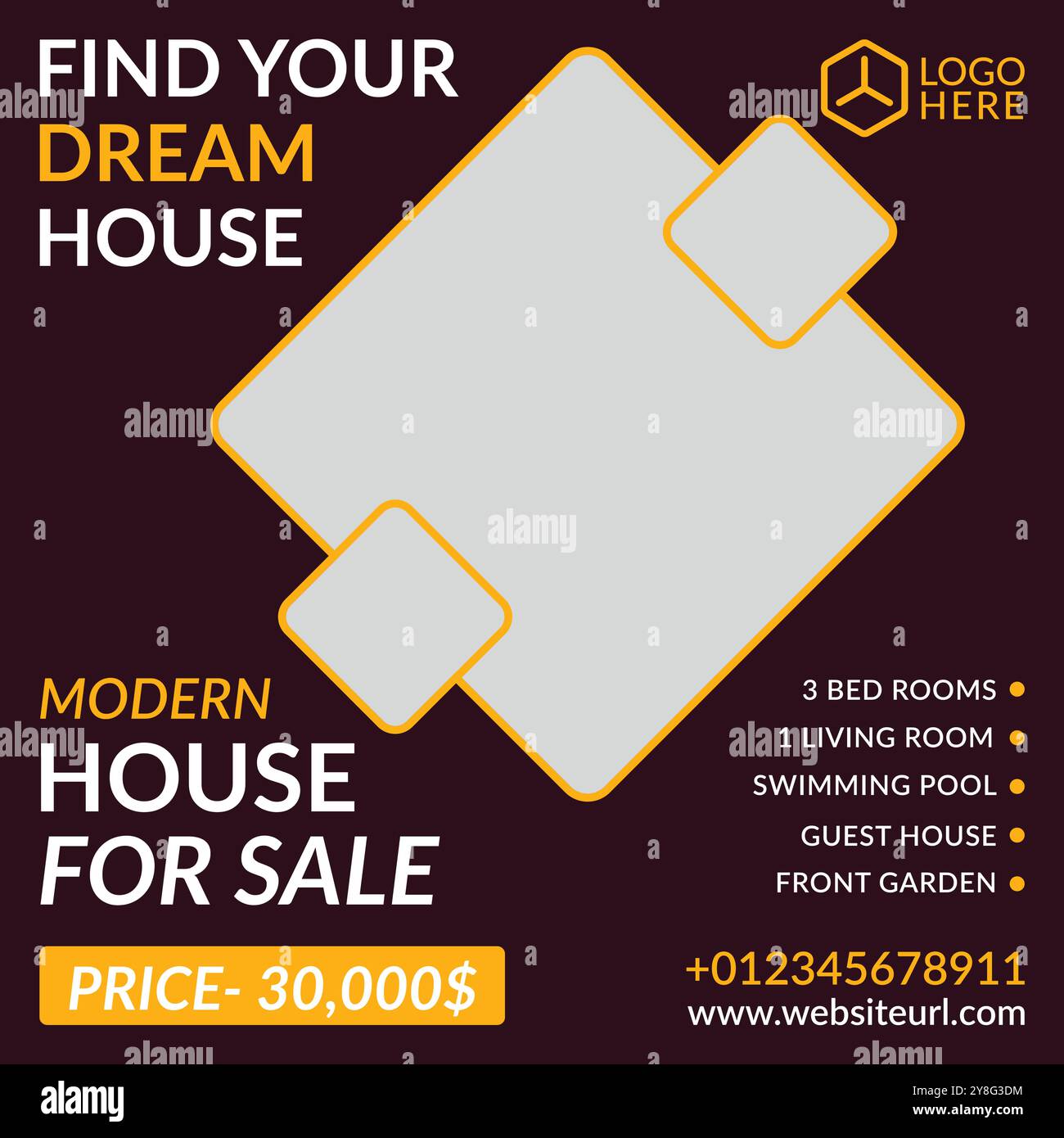A real estate square banner template design for social media Stock ...
