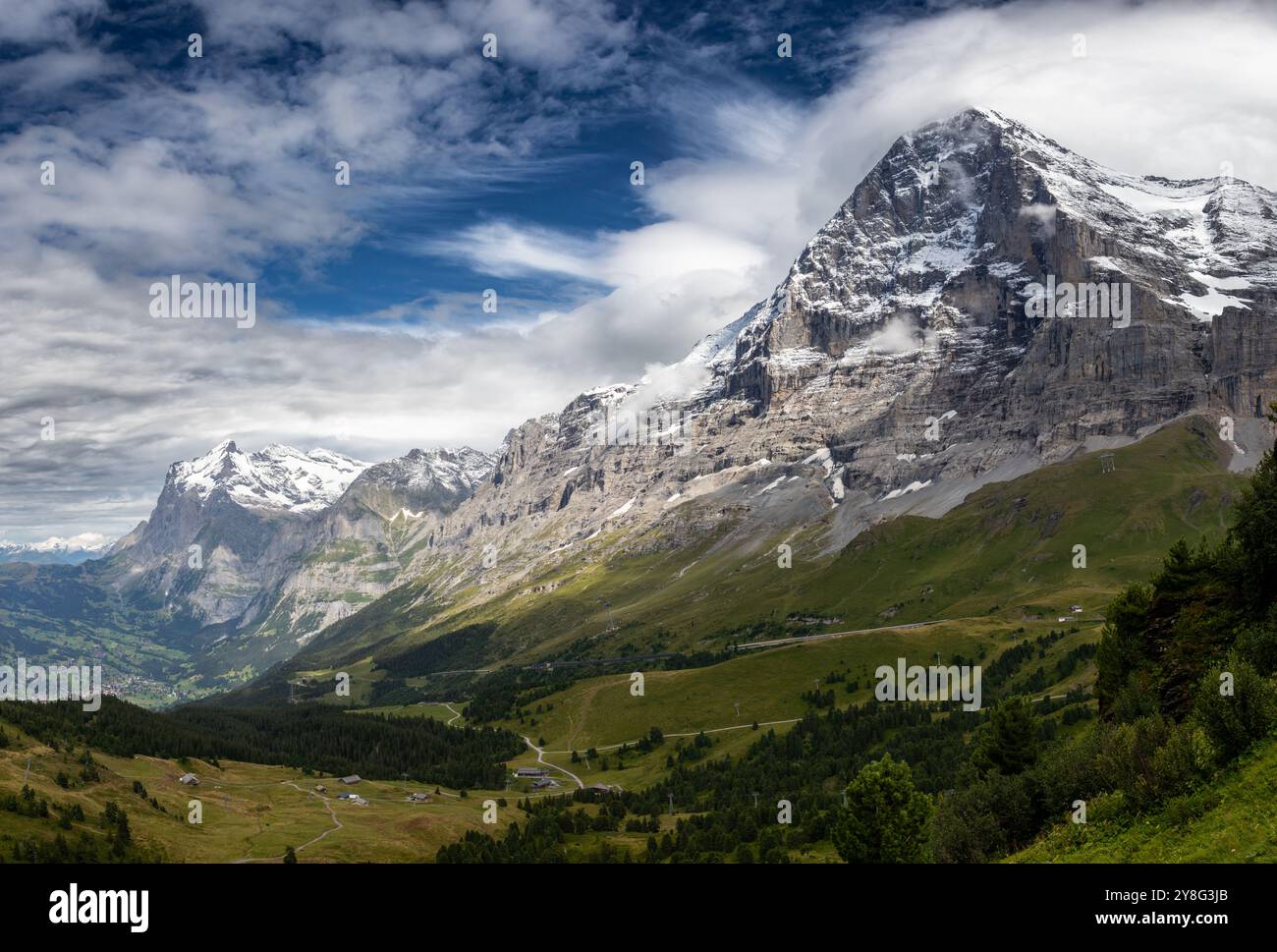 Stunning view of Eiger's north face and Grindelwald valley from Kleine ...