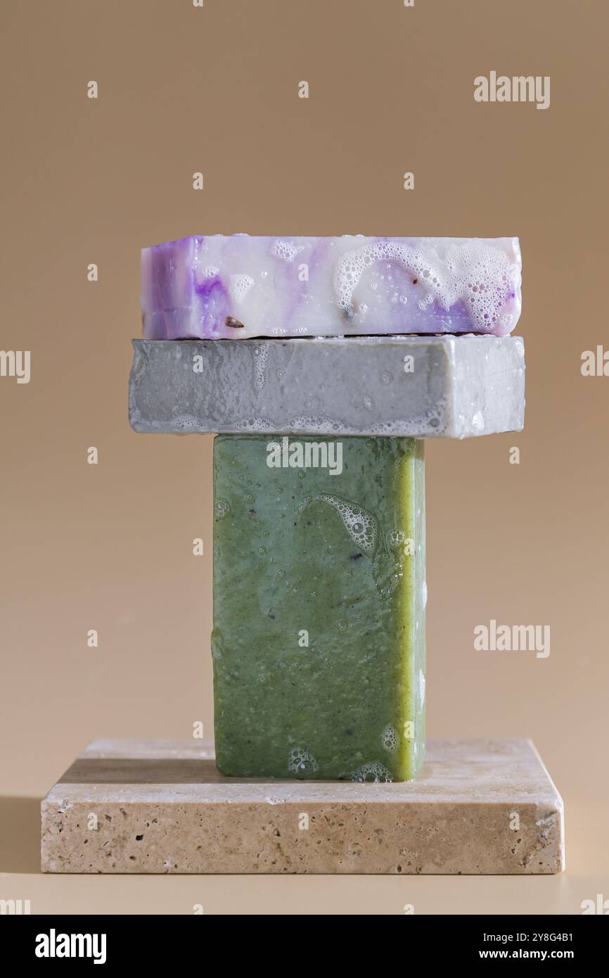 Minimalist still life with natural handmade soap Stock Photo - Alamy