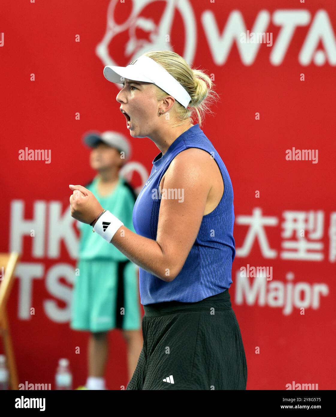 Hong Kong, China. 5th Oct, 2024. Clara Tauson celebrates during the ...