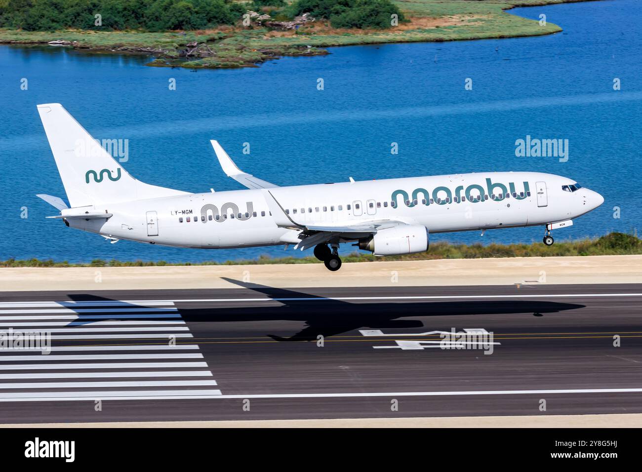Corfu, Greece - June 7, 2024: Marabu Boeing 737-800 airplane at Corfu ...