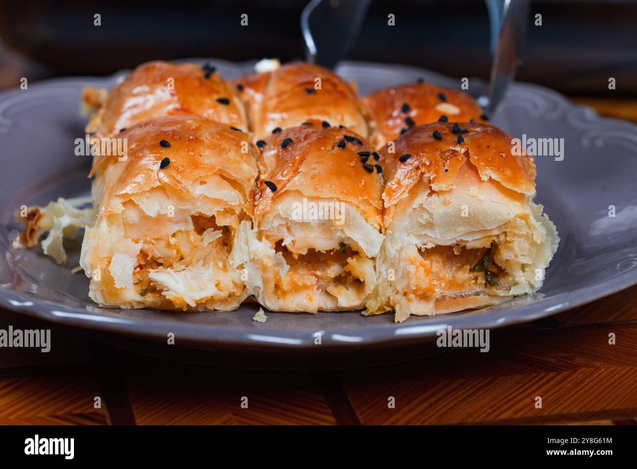 Freshly Baked Turkish Borek in Oven Tray – Flaky Pastry with Cheese ...