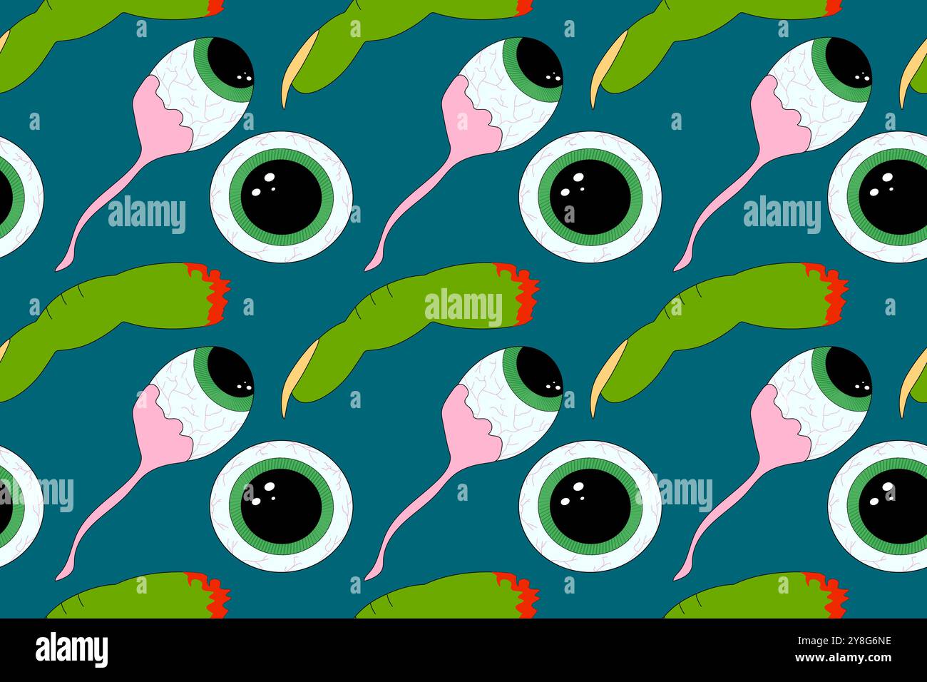 A vector pattern featuring eerie eyeballs and monster claws. Perfect ...