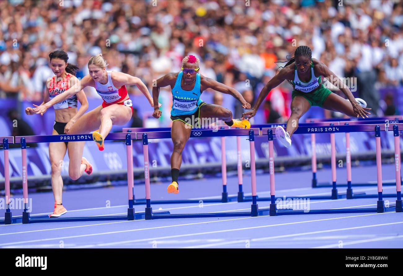 Tobi Amusan participating in the 100 meters hurdles at the Paris 2024 ...