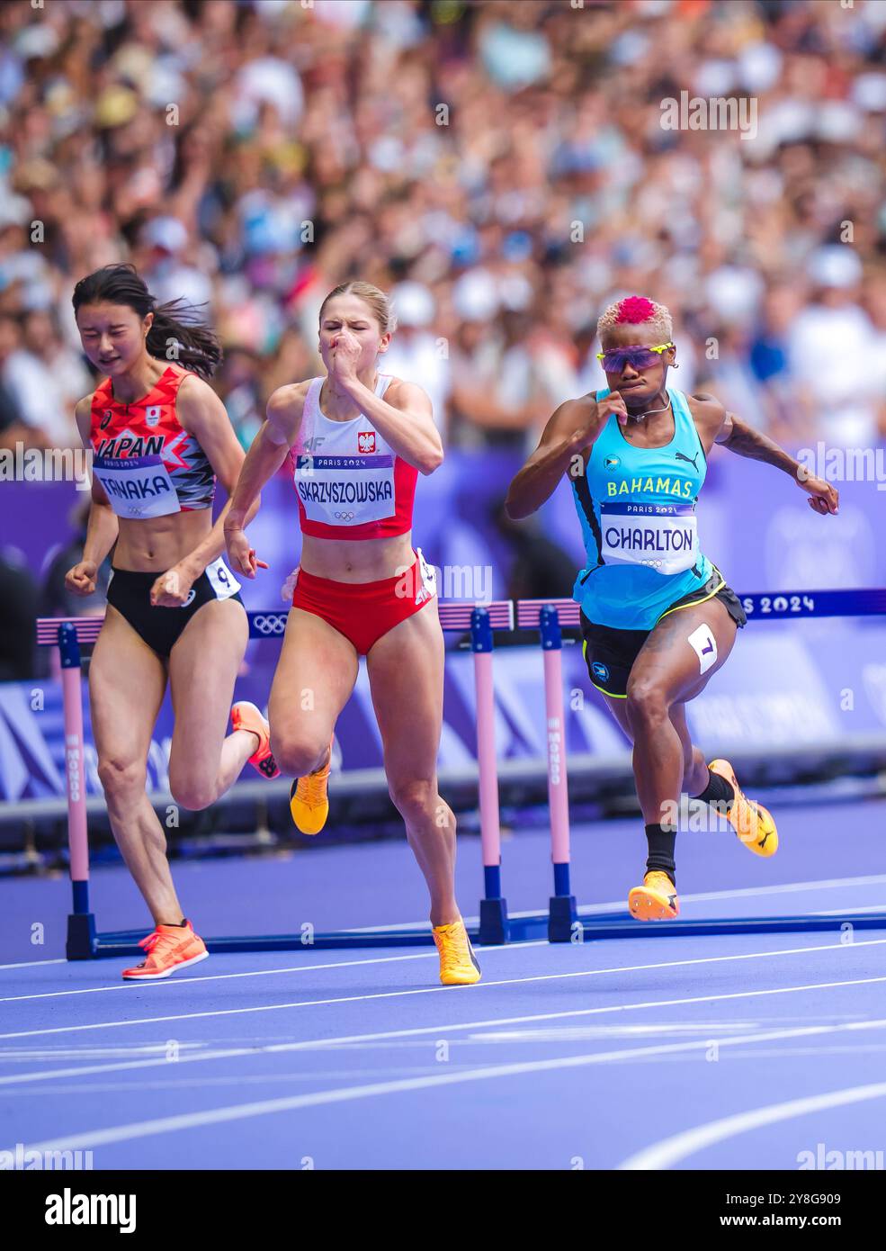 Devynne Charlton participating in the 100 meters hurdles at the Paris 2024 Olympic Games Stock ...