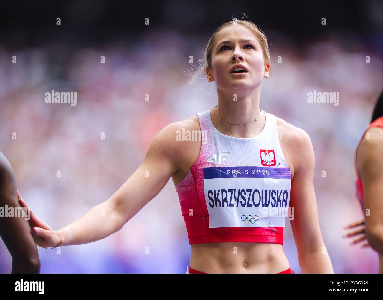 Pia Skrzyszowska participating in the 100 meters hurdles at the Paris ...