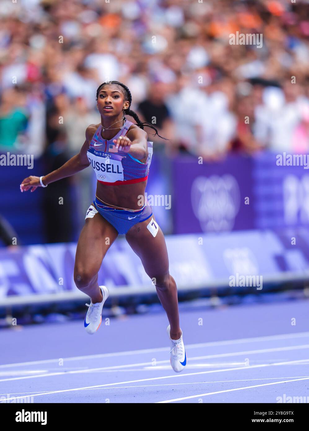 Masai Russell Participating In The 100 Meters Hurdles At The Paris 2024