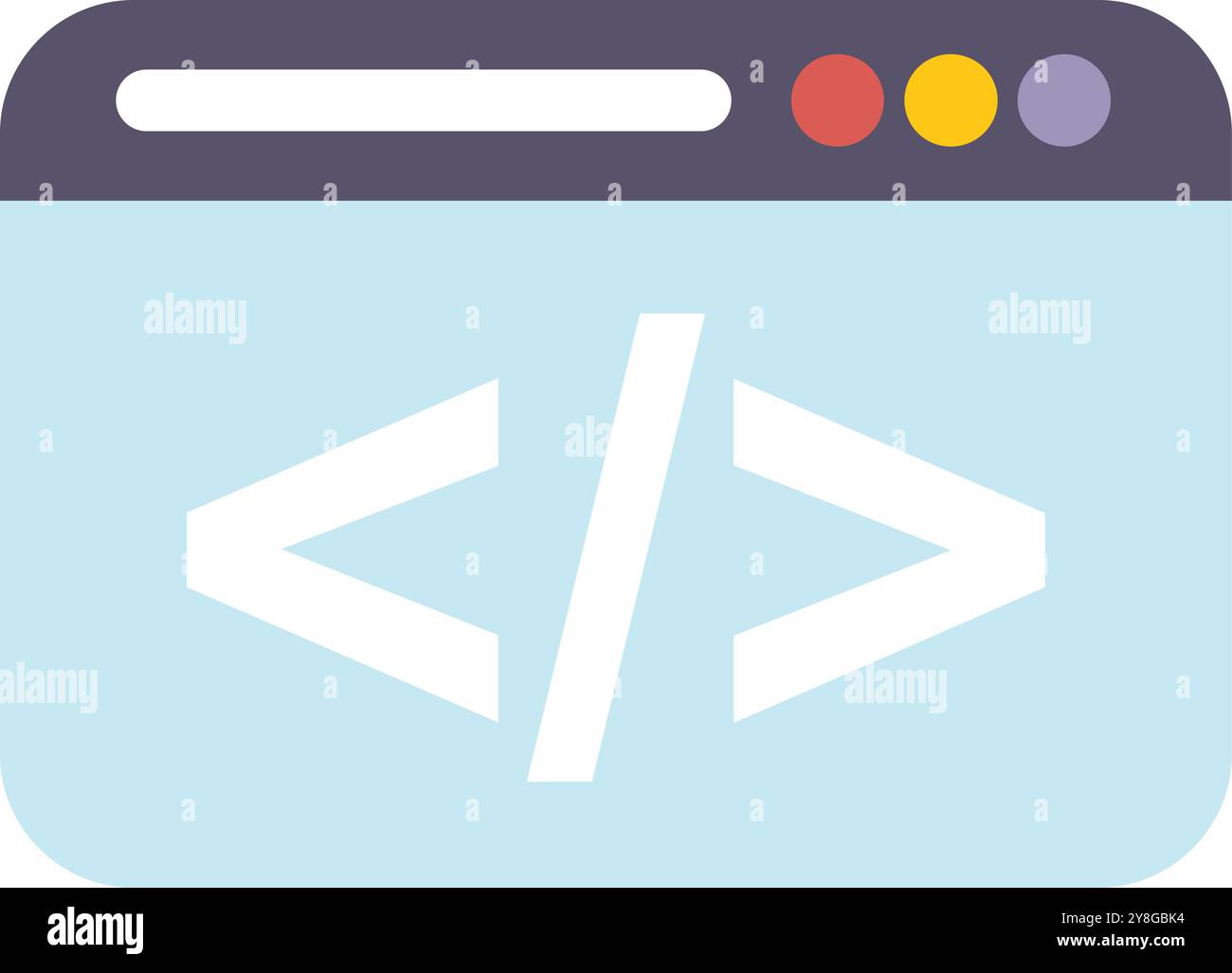 Programming Code Symbols Are Inside Browser Window Showing Concept Of Web Development Stock