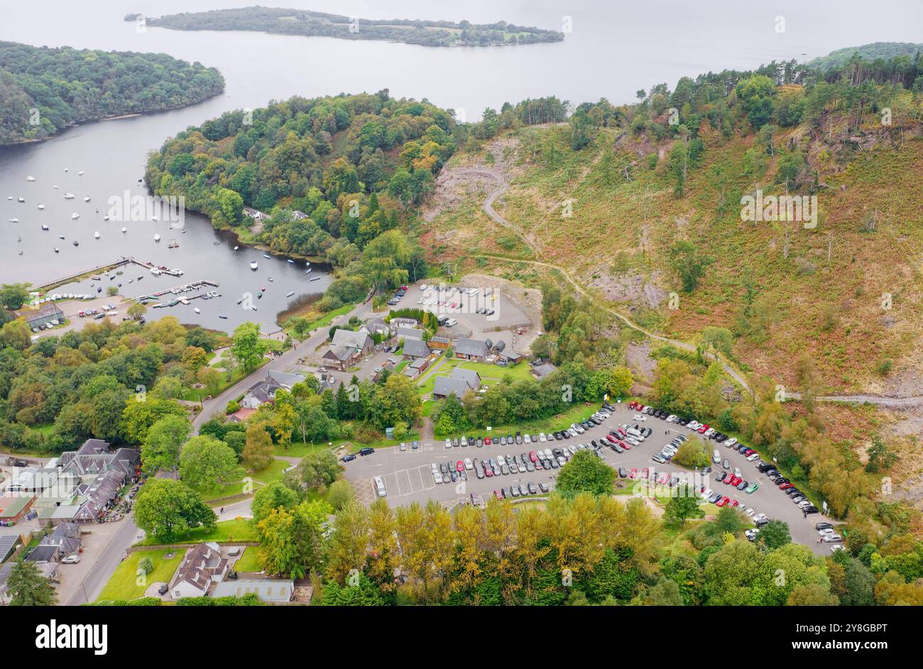 Aerial view of Balmaha Scottish village at Loch Lomond Stock Photo - Alamy