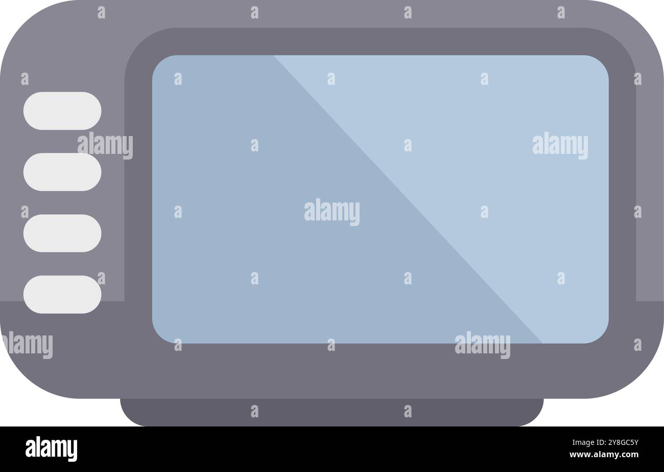 Gray television set with buttons showing blank screen, isolated over ...