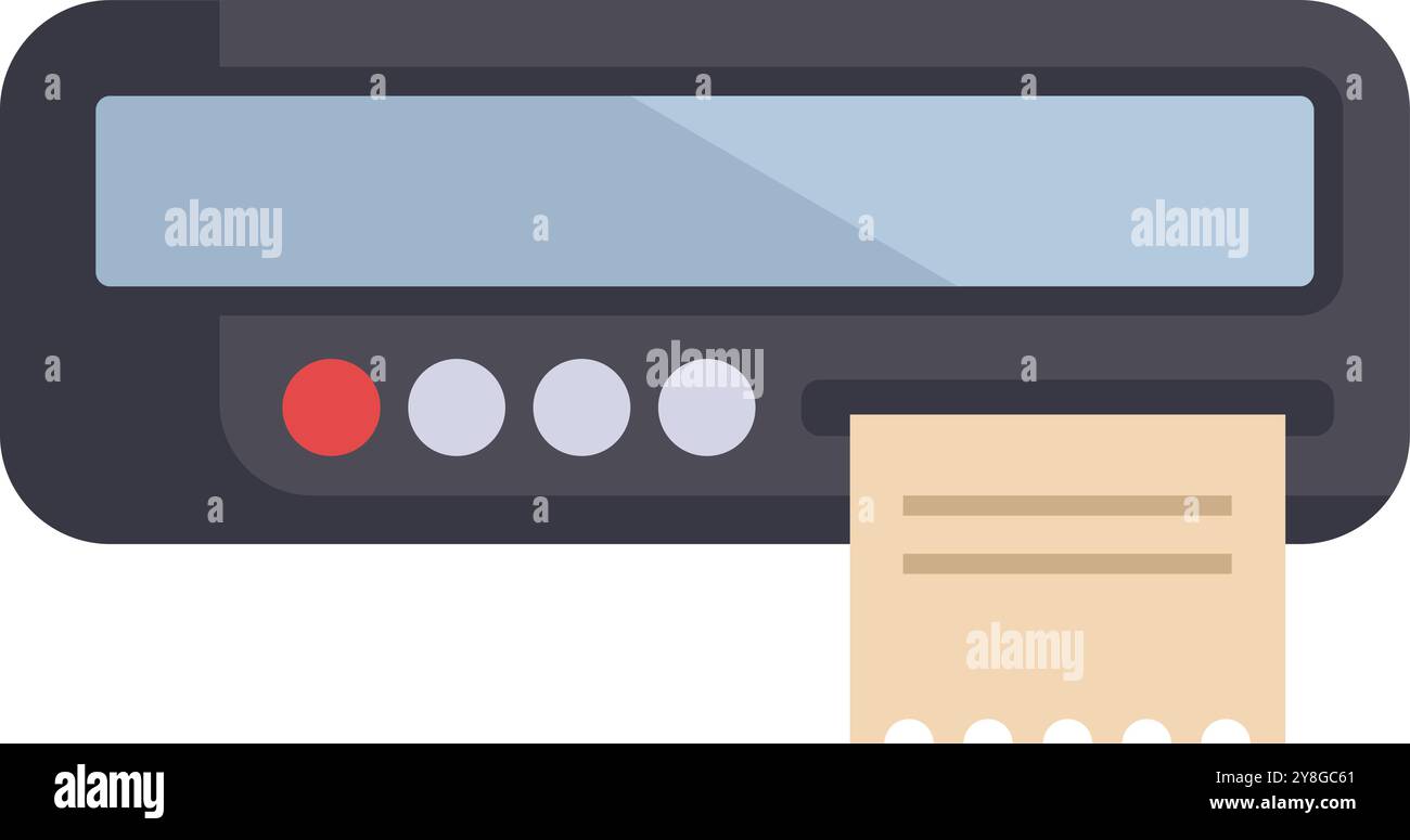 Point of sale terminal is printing a receipt for a customer in this commerce illustration Stock ...
