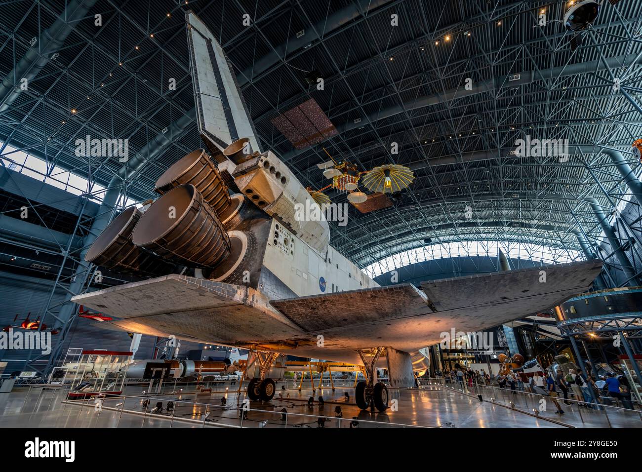 The Space Shuttle Discovery, on display at the Steven F. Udvar-Hazy Center, part of the ...