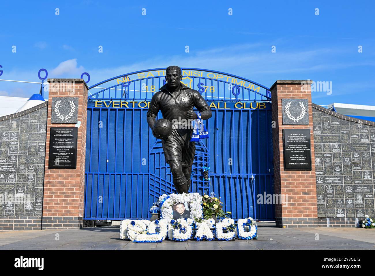 A general view of the Dixie Dean statue outside Goodison Park ahead of ...