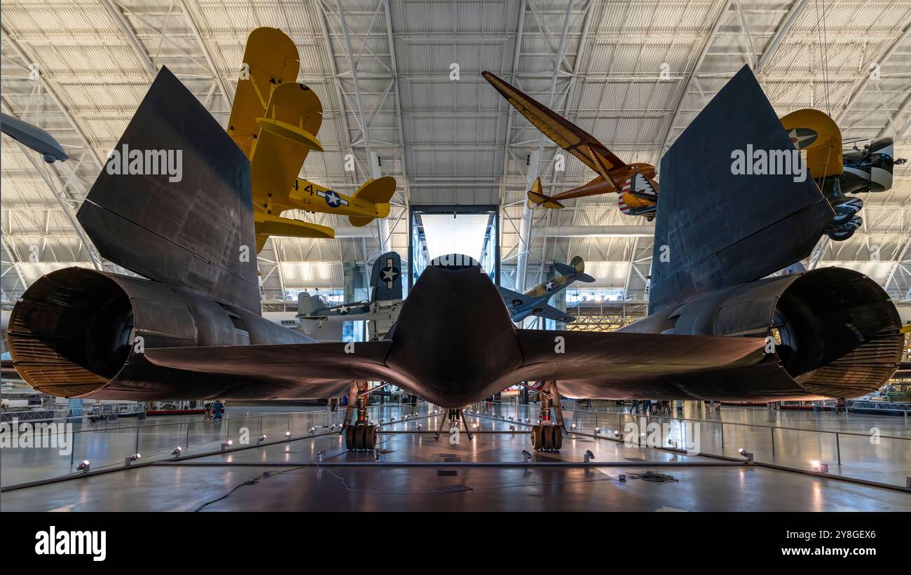 Rear view of the Lockheed SR-71 Blackbird seen at the Steven F. Udvar ...