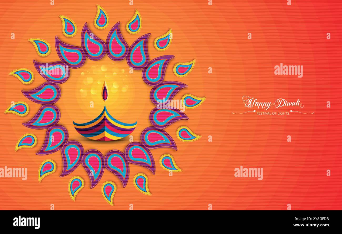Happy Diwali Festival of Lights India Celebration colorful template ...