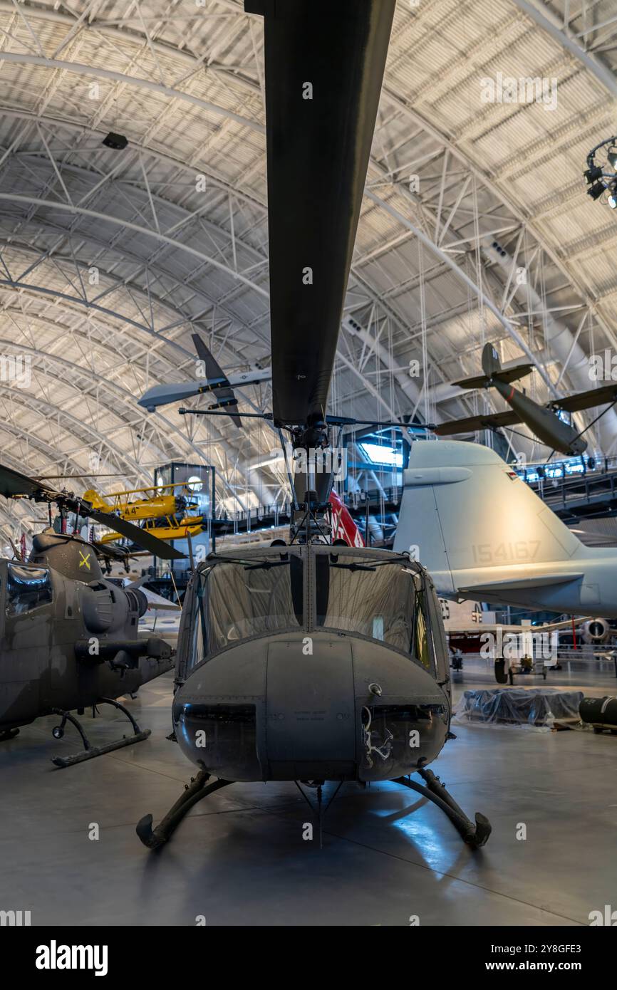 Front view of the Bell UH-1H Iroquois "Huey" helicopter at the Udvar ...