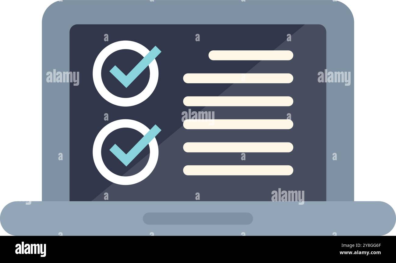 Laptop displaying a checklist with checkmarks, representing completed tasks and efficient task ...