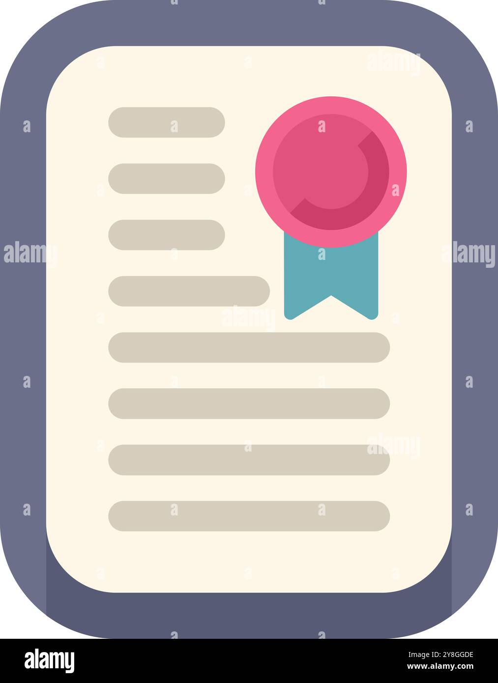 Digital illustration of an official certificate document with a pink ...